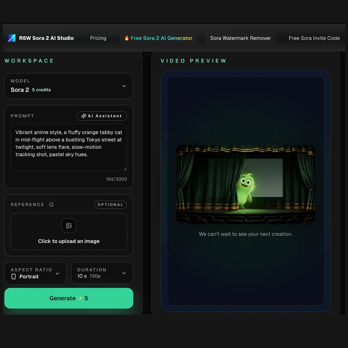 RSW Sora 2 AI Studio | 1080p Text-to-Video Generator