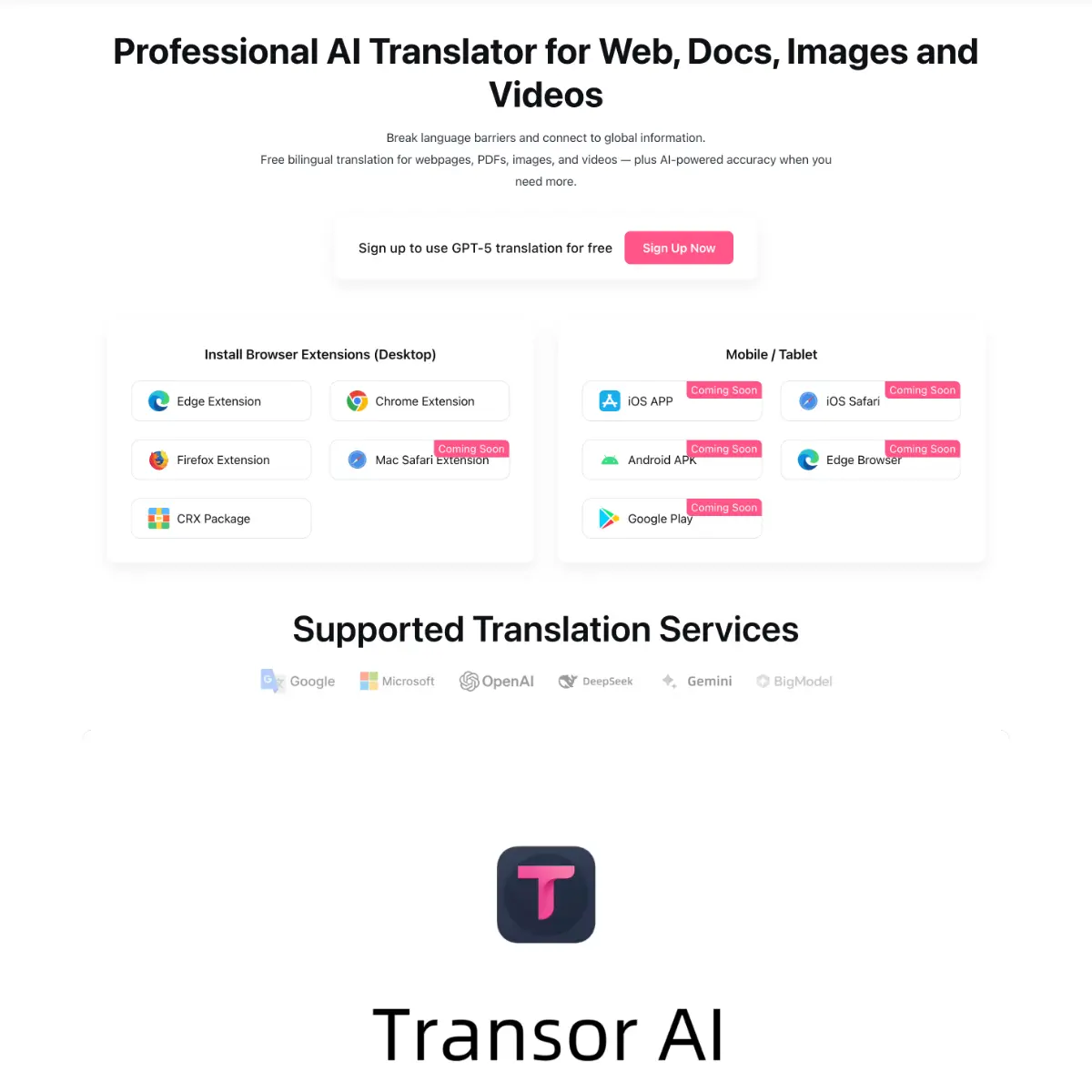 Transor.ai: Real-time translation overlay for video, web, and documents